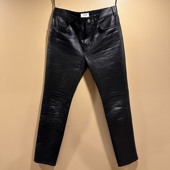 Celine | Pants | Celine X Hedi Slimaneblack Lambskin Leather Pants ...